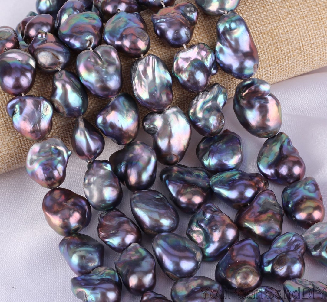 19-20x20-25mm Large Baroque Freshwater Pearl Beads, Iridescent Peacock ...