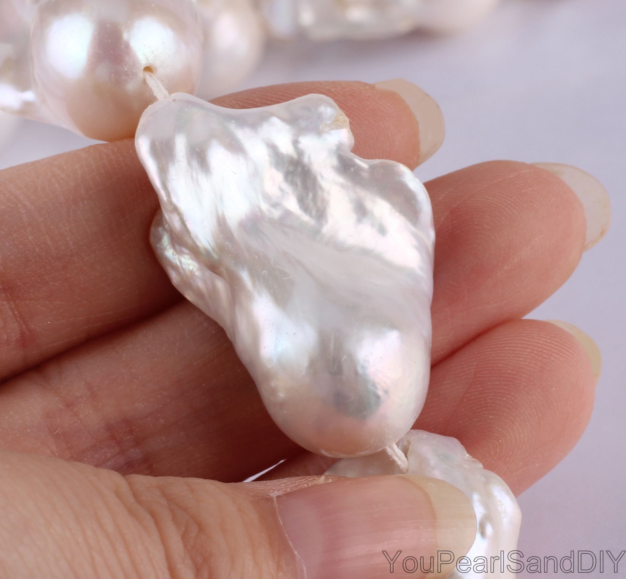 Big Size Natural White Freshwater Pearls,15-17x20-30mm Freeform Baroque ...