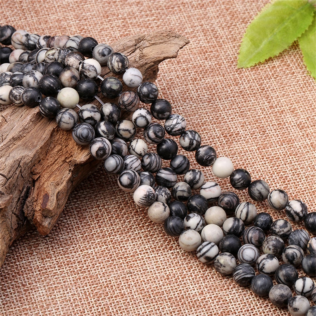 Naturalblack Network Gemstone Beads,black Round Web Jasper Bead,healing ...