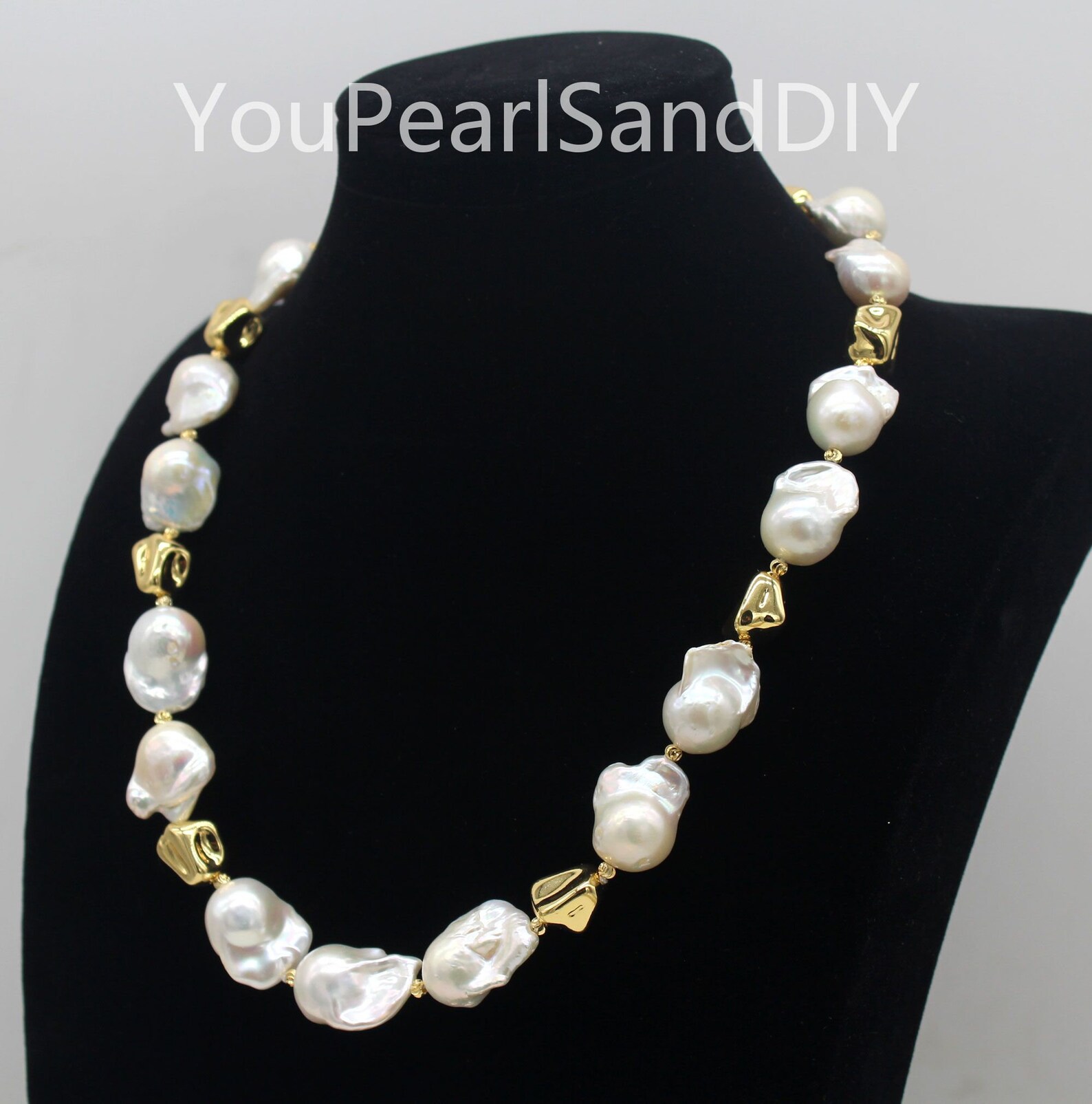13-16x18-22mm Natural White Baroque Pearls Necklace,fireball Pearls ...