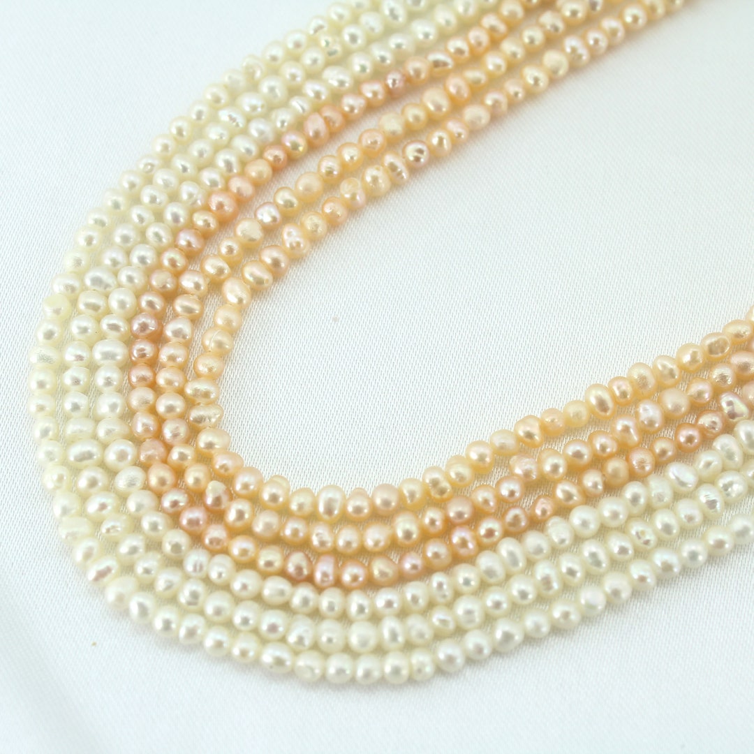 3-3.5mm Natural White/pink Freshwater Pearls,tiny Seed Pearls,genuine ...