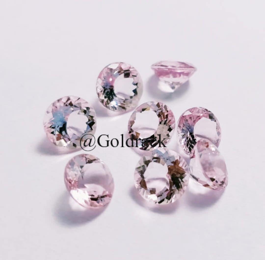 0.75 Cts Natural Pink Morganite Round Faceted Cut Eye Clean Clarity 5 ...
