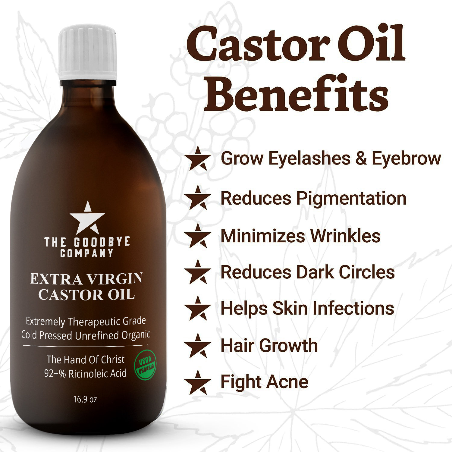 100% Natural Virgin Organic Castor Oil, USDA Certified Organic, Hexane ...