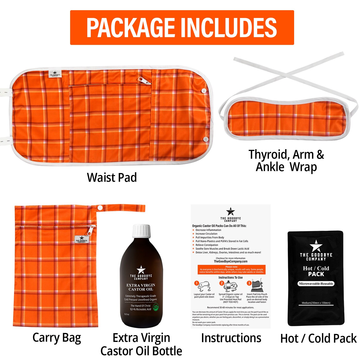 Two Castor Oil Pack Wraps With Hot/cold Pads Hexane Free Virgin 16.90 ...