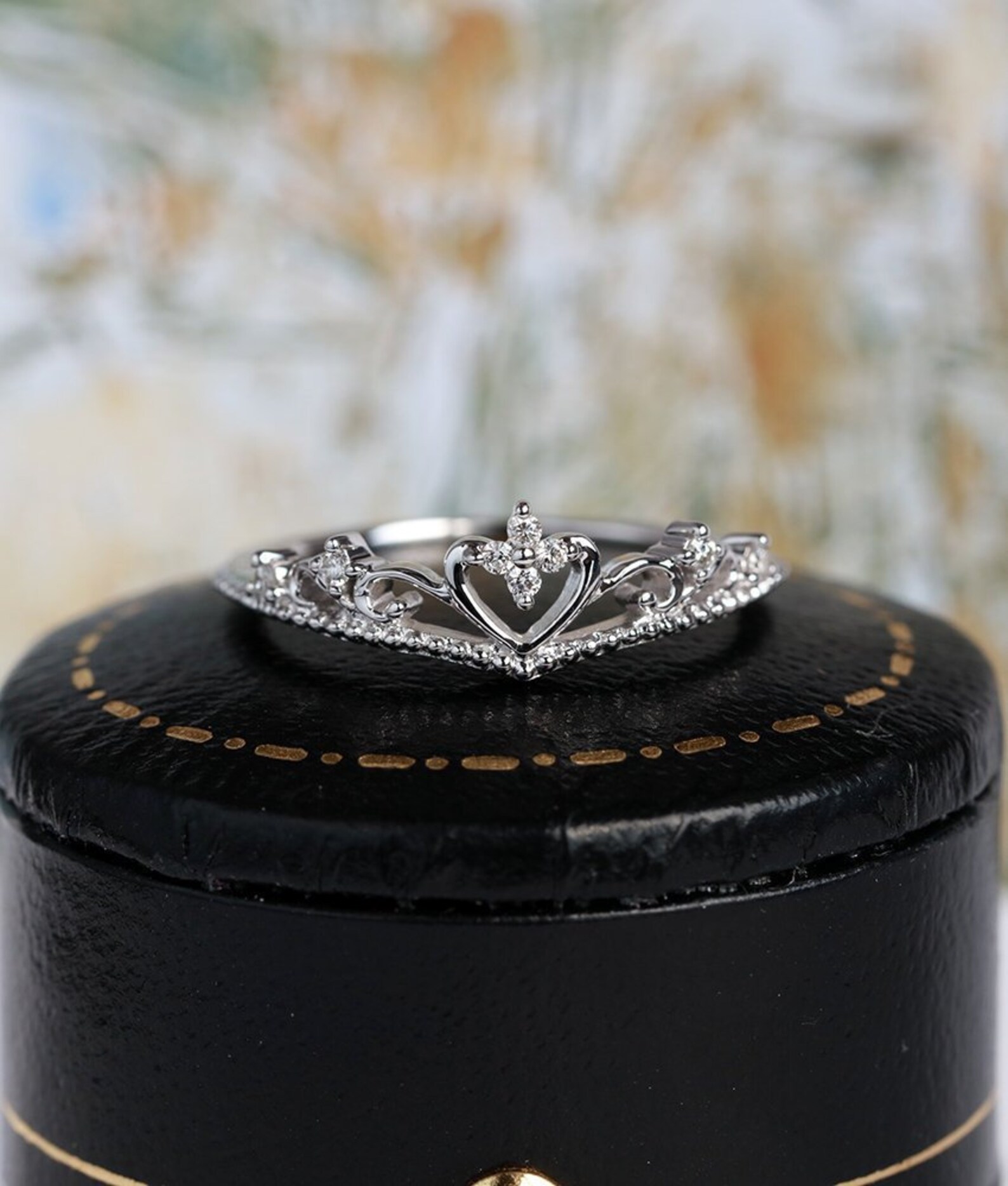 Diamond Wedding Bandwhite Gold Crown Shape Micro Pave - Etsy