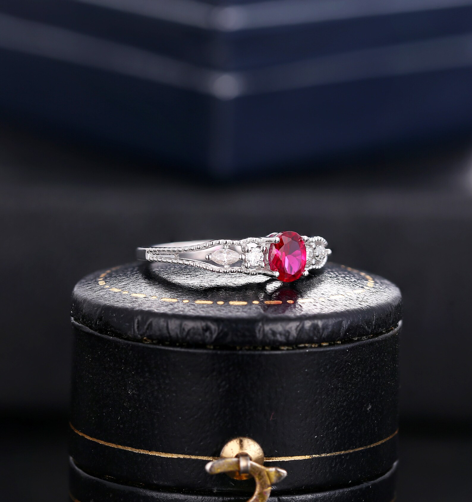 Vintage ruby engagement ring rose gold ring diamond ring woman | Etsy