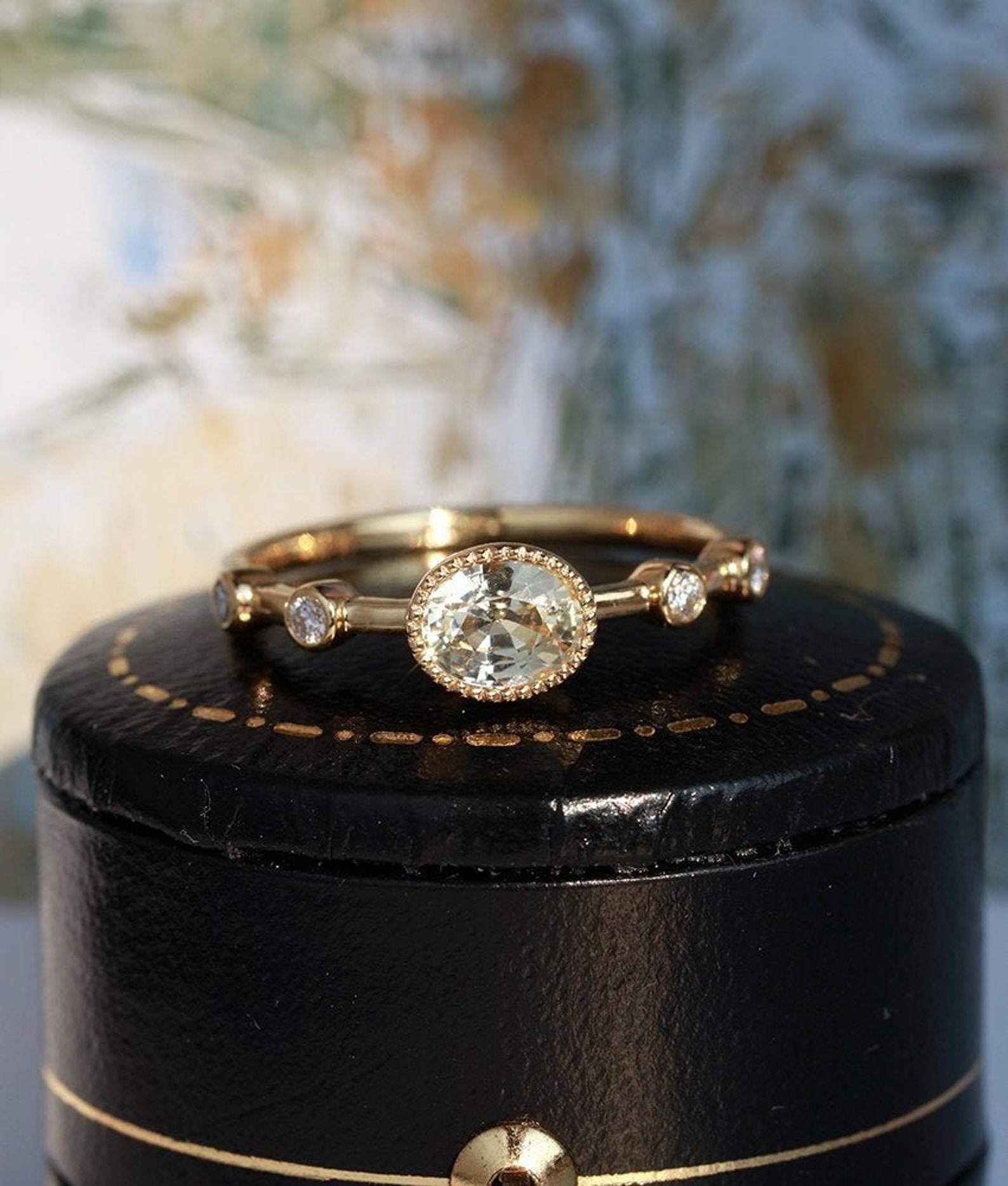 Vintage Crystal Engagement Ring Yellow Gold Diamond Moissanite - Etsy