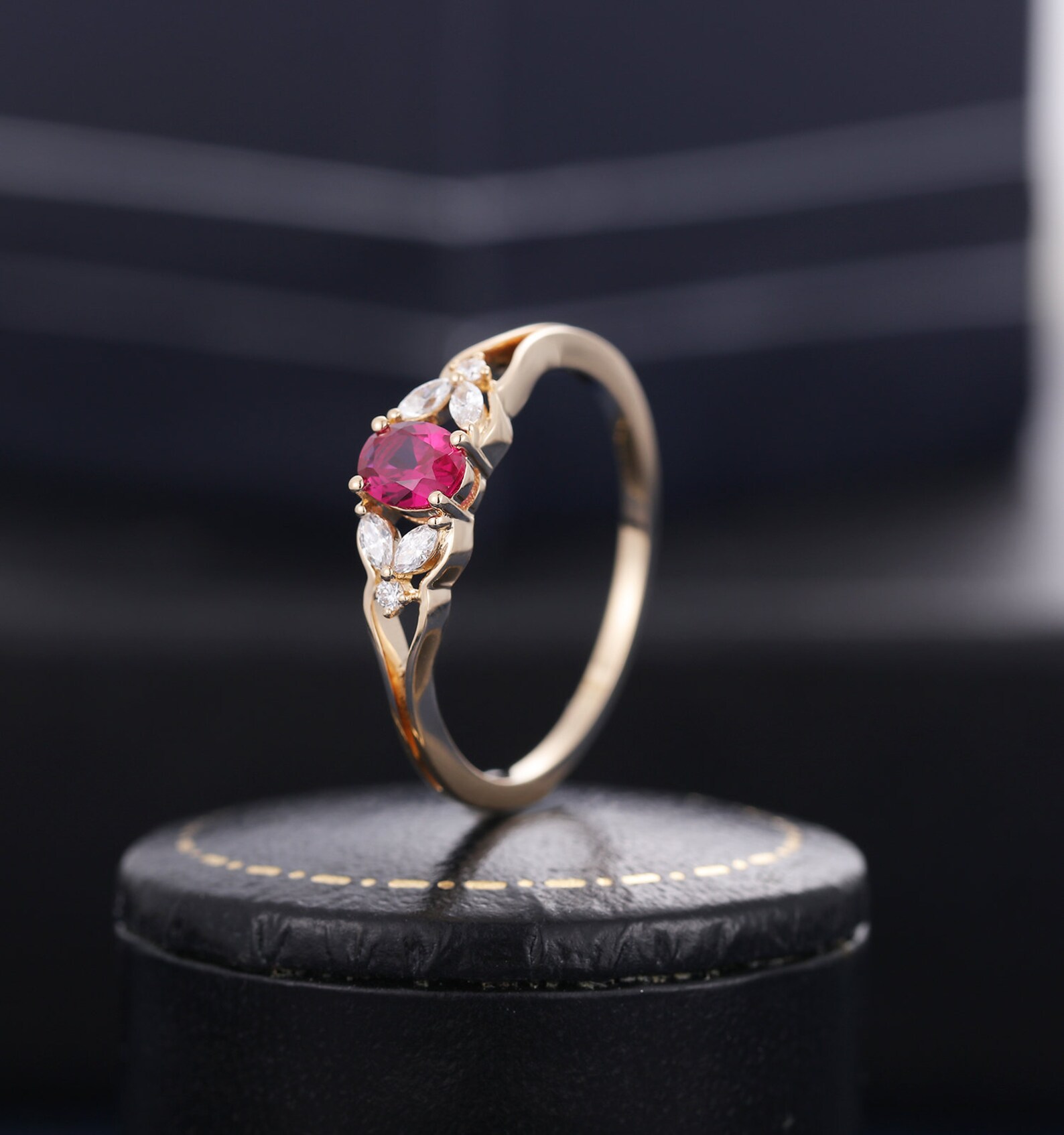 Ruby Engagement Ring Oval Cut Rose Gold Ring Vintage Unique - Etsy