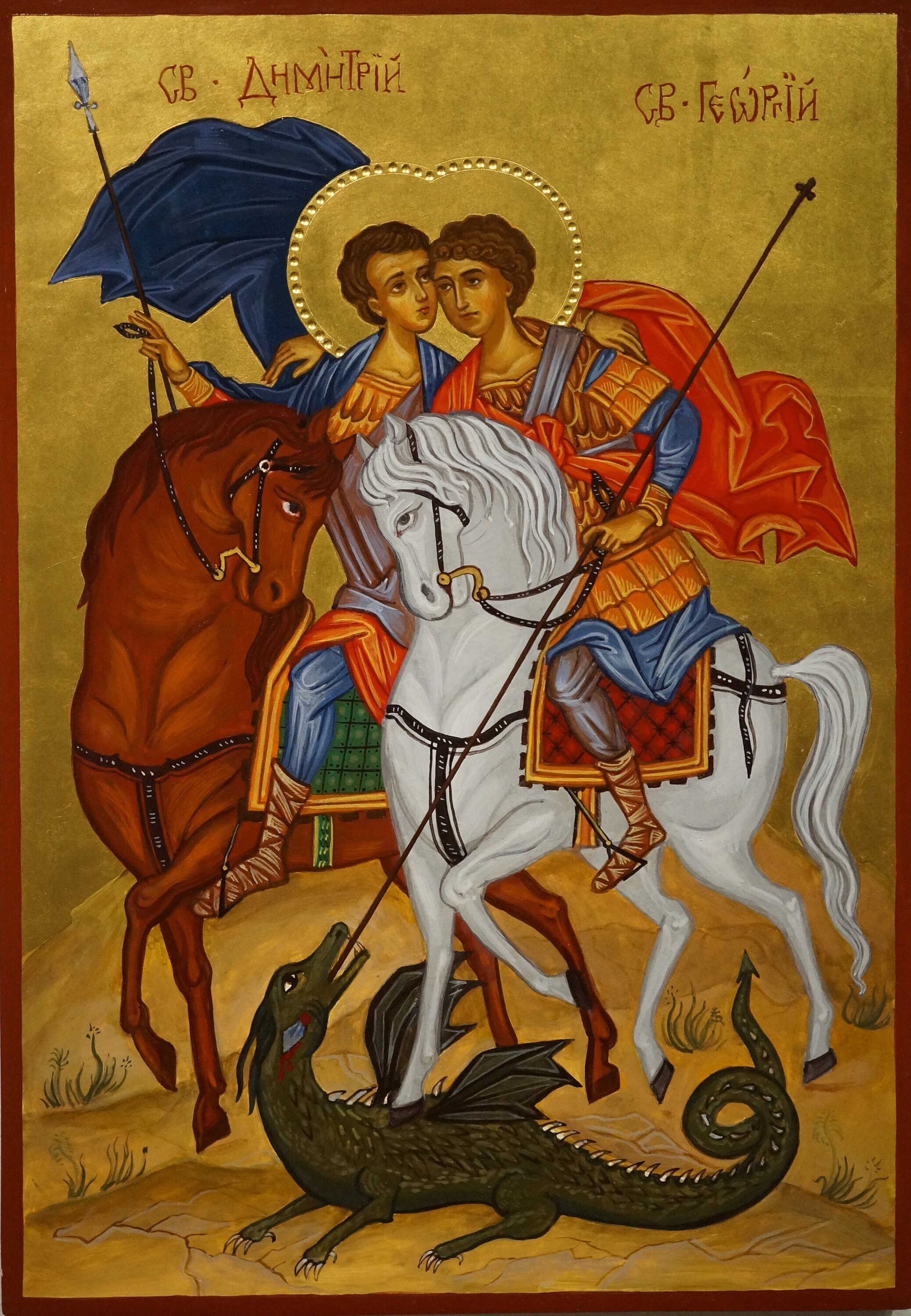St. George and St. Demetrios, Orthodox Icon, Handmade, Religious Art ...