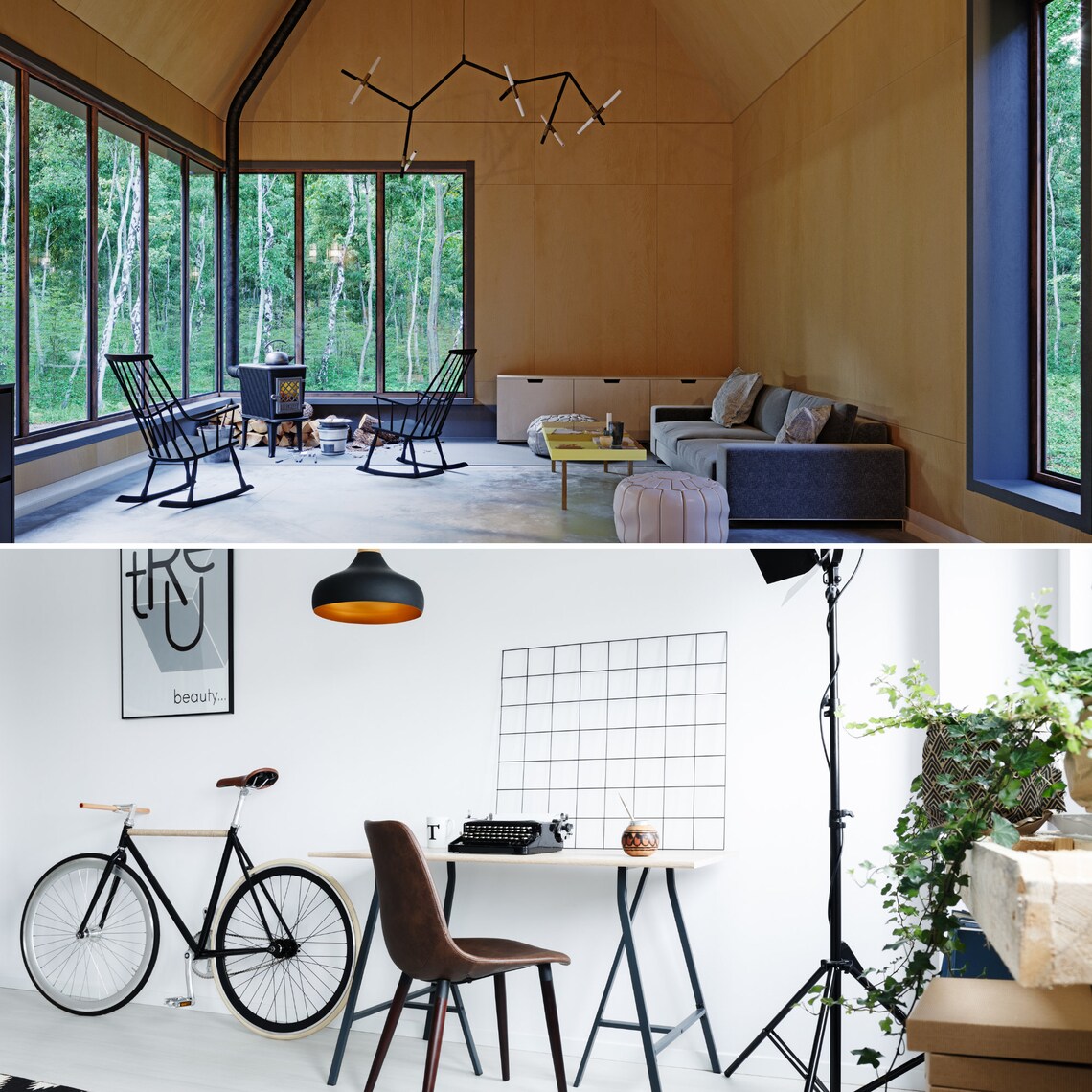 MODERN HOME Zoom Background Bundle of house Images Backdrop | Etsy