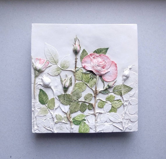 Ceramic tile tile rose No. 312 Handmade Hand painted | Etsy