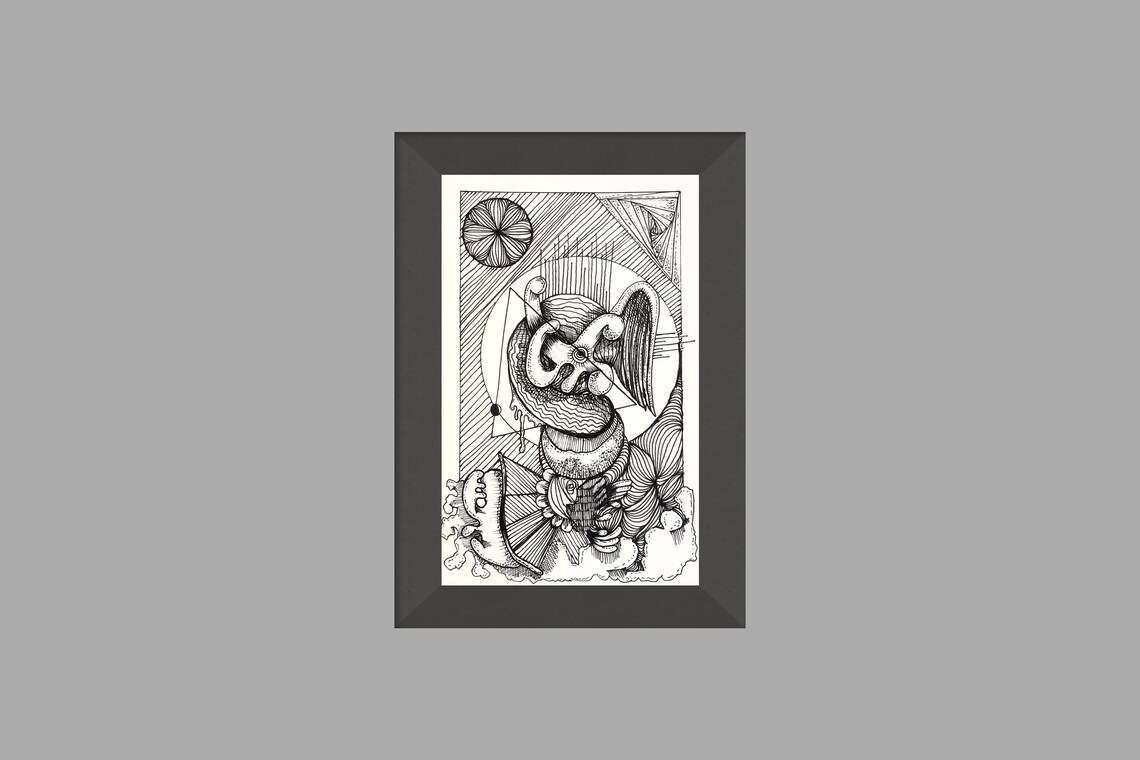 Ink Drawing space Snail - Etsy