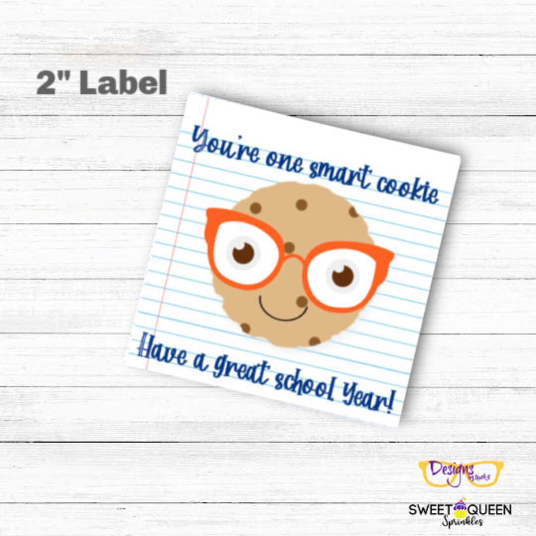 Back to School One Smart Cookie Tag 2021 - Label, 2"x2" SQUARE ...