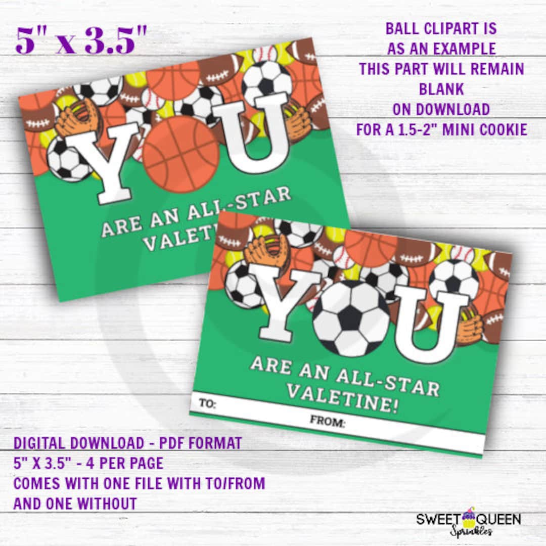 Printable You Are an All Star Cookie Card - 5" X 3.5"- Printable Party ...