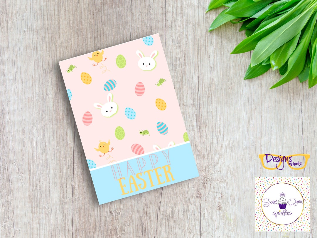 Printable Mini Cookie Card - 3.5" X 5" Easter Spring | Bunny Chick ...