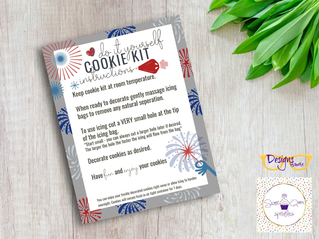 Fireworks Fourth of July Summer DIY Cookie Kit Instruction Card - 3.5 ...