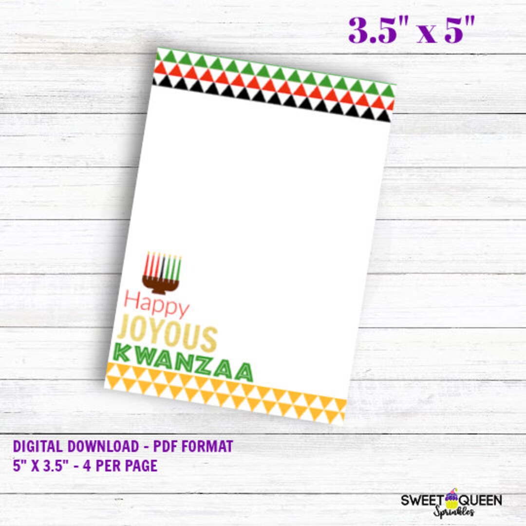 Kwanzaa Kinara Cookie Card 5 X 3.5 Printable Tag Mini Cookies Kwanzaa ...