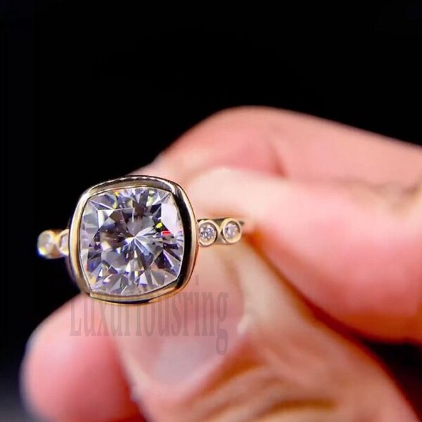 Cushion Bezel Ring - Etsy
