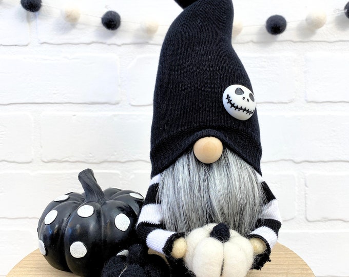 DIY Kit or Gnome - Halloween Skeleton Gnome Holding Pumpkin - Nightmare ...