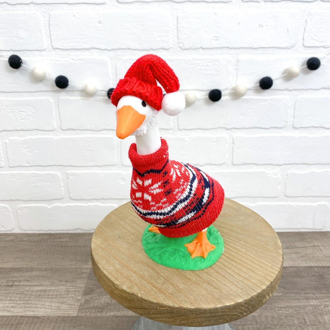 Outfit for 7" Desk Goose - Red Winter Sweater Goose Outfit - Christmas ...