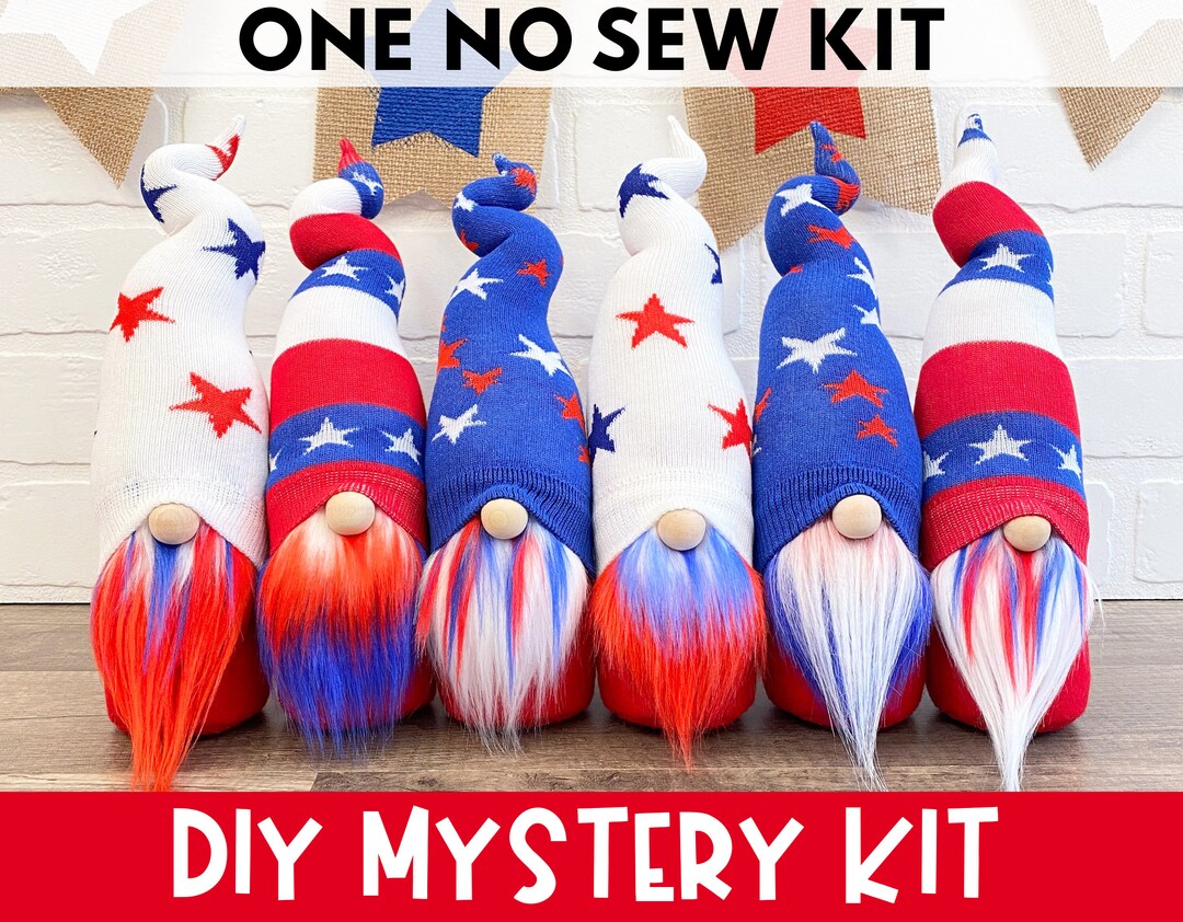 ONE Mystery Premium Patriotic Gnome Making Kit - No Sew Kit - Mystery ...