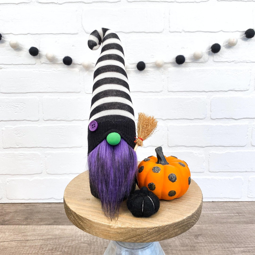 DIY Kit or Gnome Halloween Witch Gnome Black & White Striped Witch ...