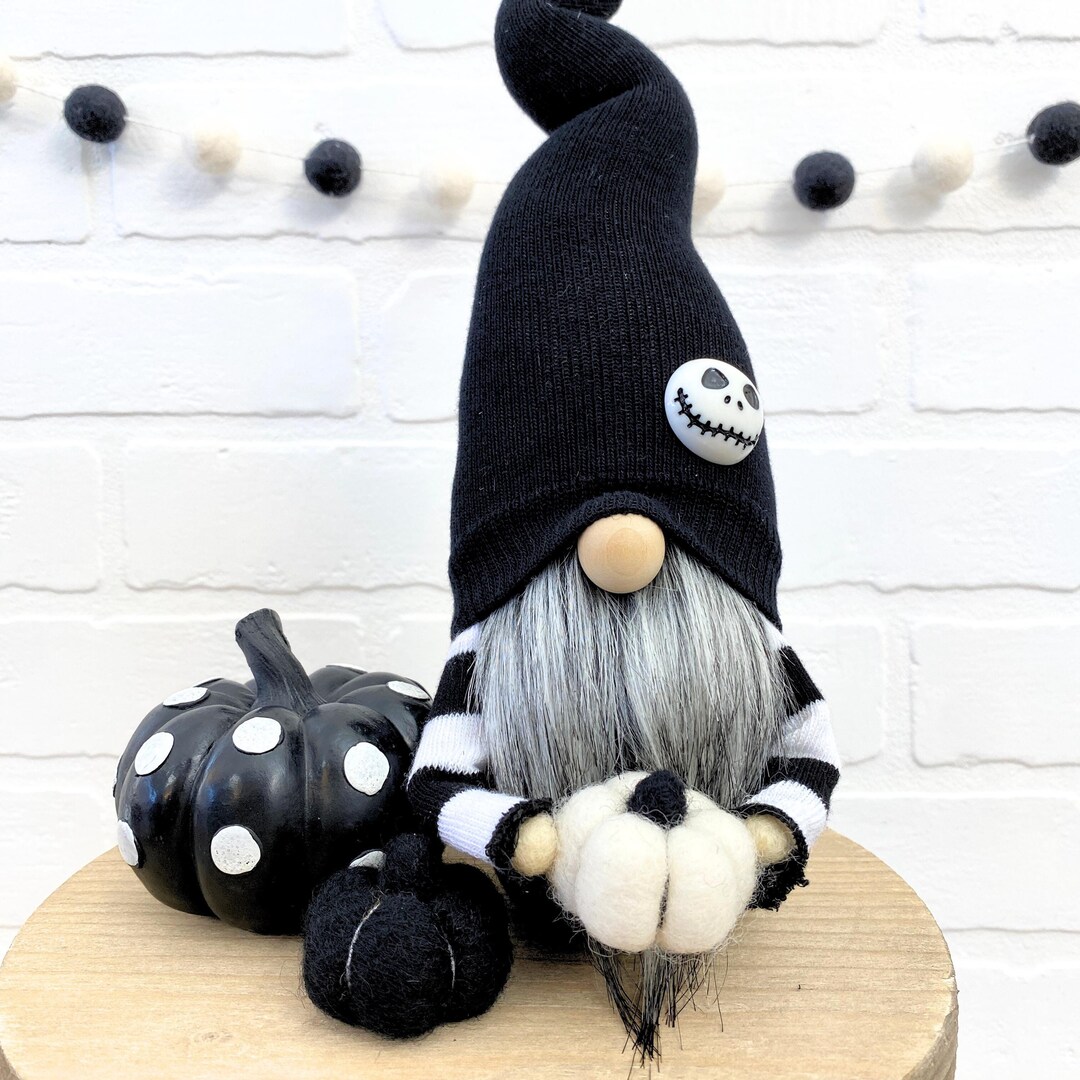 DIY Kit or Gnome Halloween Skeleton Gnome Holding Pumpkin Nightmare ...