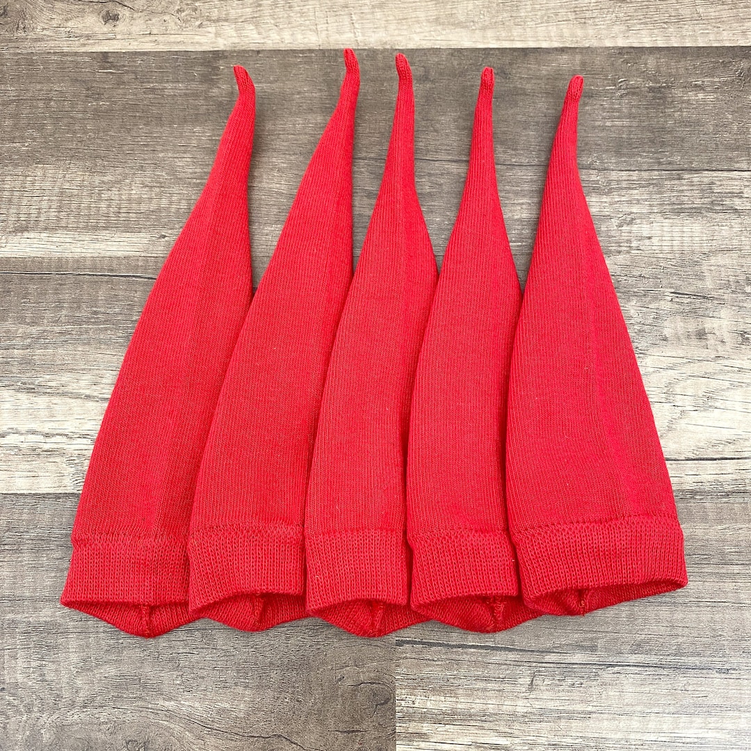 Pack of 5 - Pre-sewn Solid Red Gnome Hats - No Sew Gnome Hat Pack ...