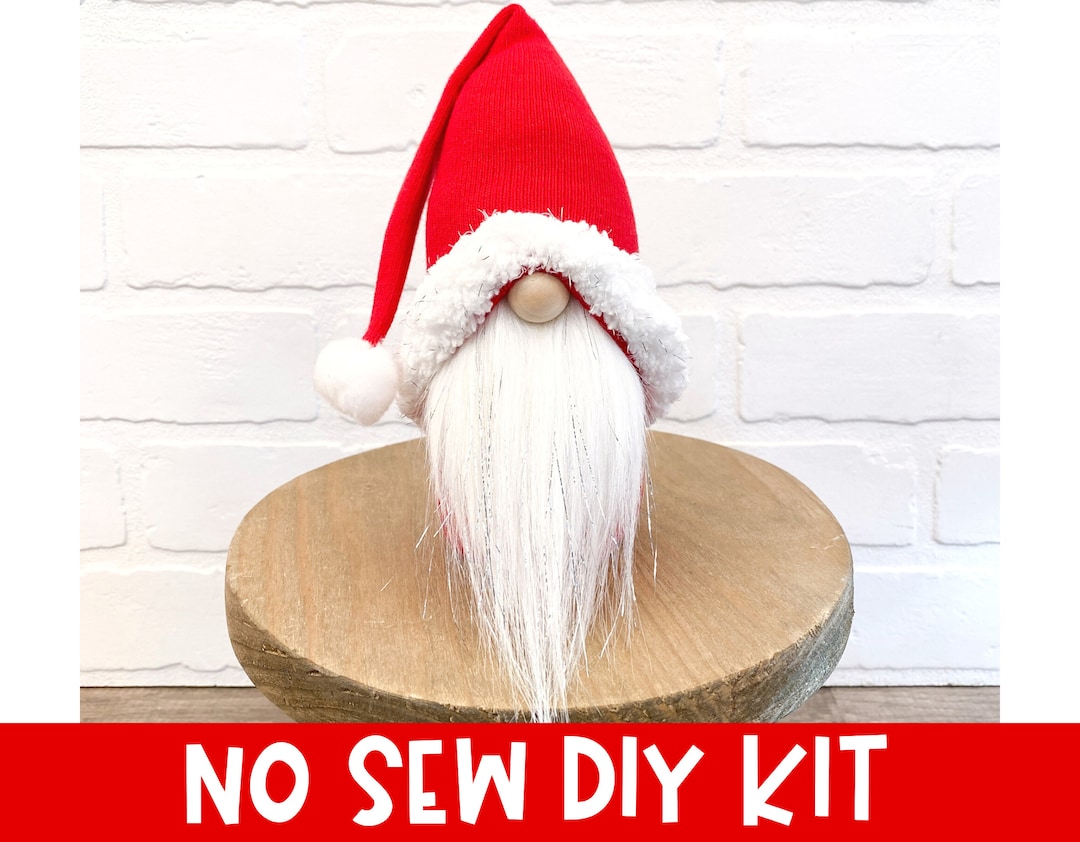 No Sew Tinsel Santa Gnome Making Kit Santa Claus Gnome Christmas Gnome ...