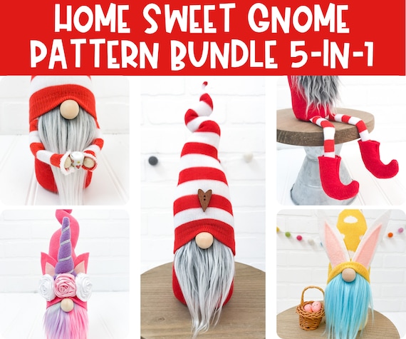 Handmade Gnome Pattern Bundle 5-in-1 DIY Sock Gnome Pattern | Etsy