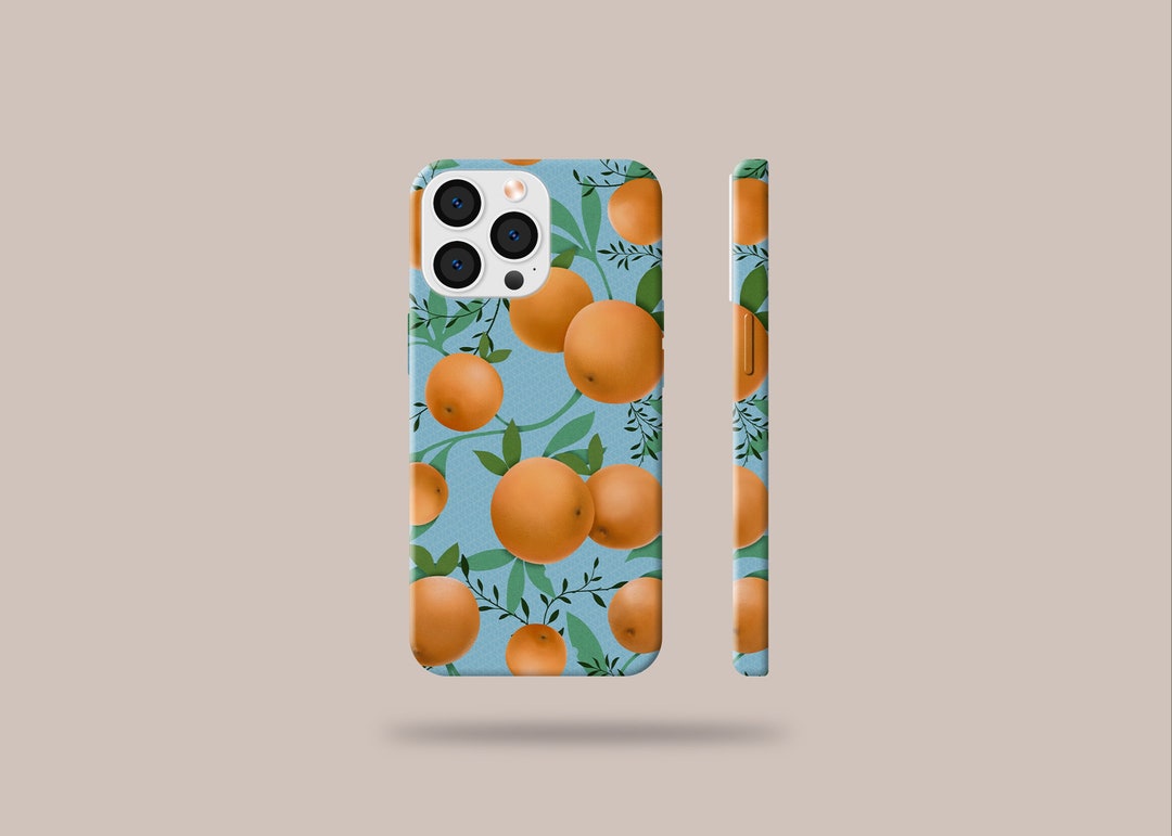 Clementine Orange iPhone Case, Blue Fruit Pattern, Slim Flexi - Etsy