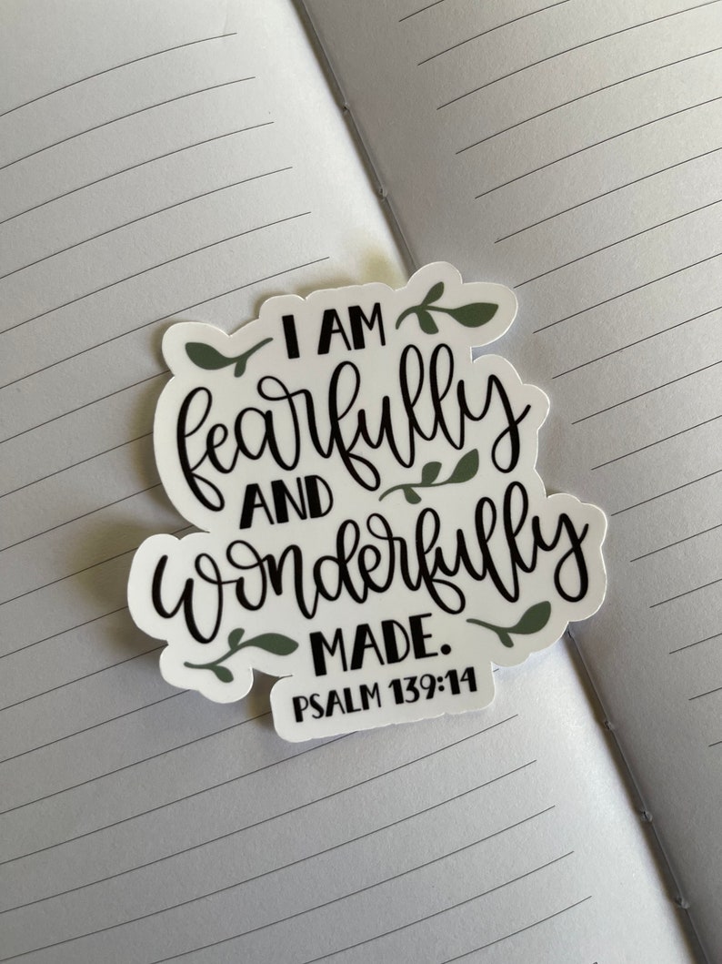 I Am Fearfully and Wonderfully Made Sticker, Bible Verse Sticker, Faith ...