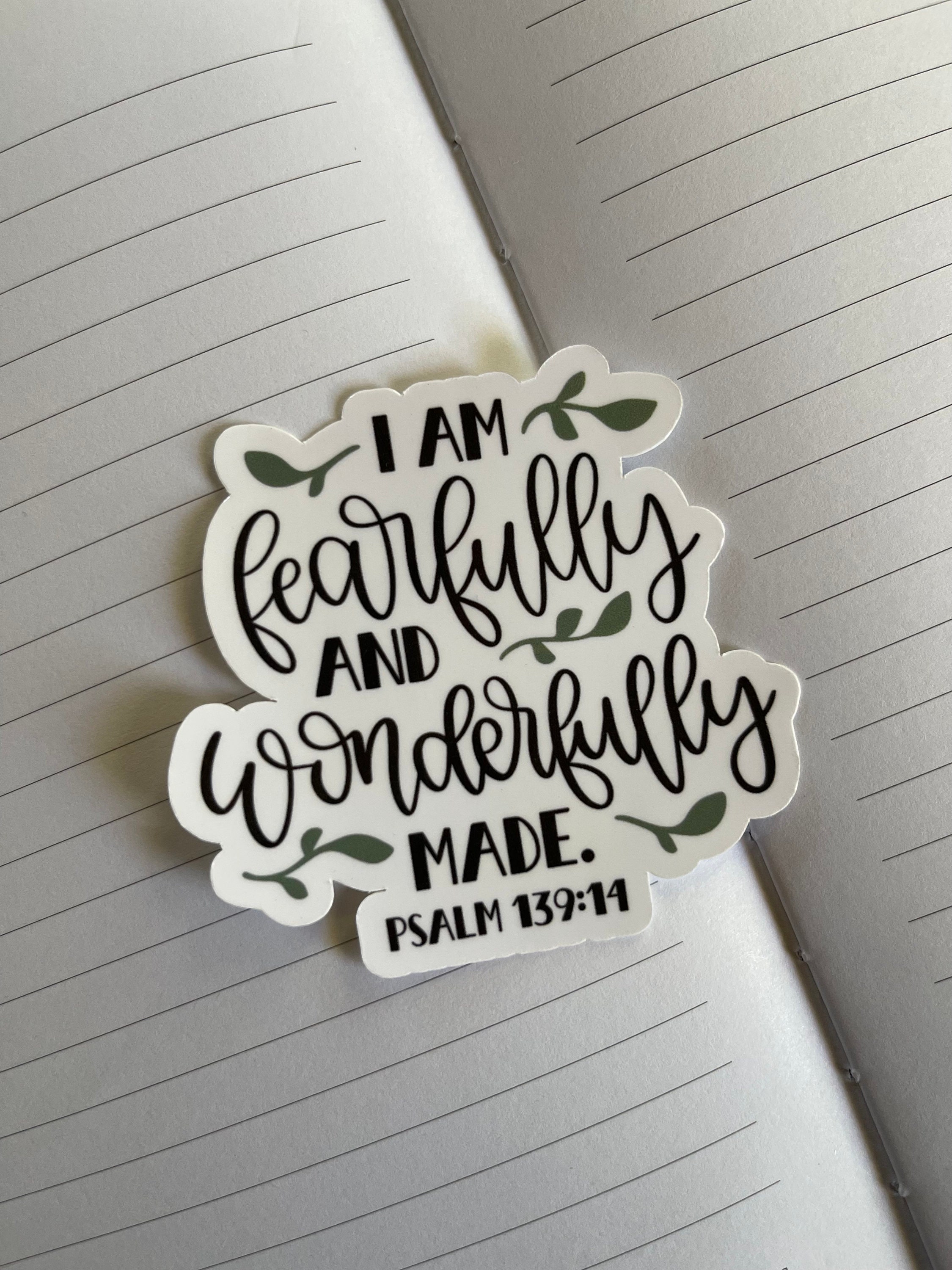 I Am Fearfully and Wonderfully Made Sticker, Bible Verse Sticker, Faith ...