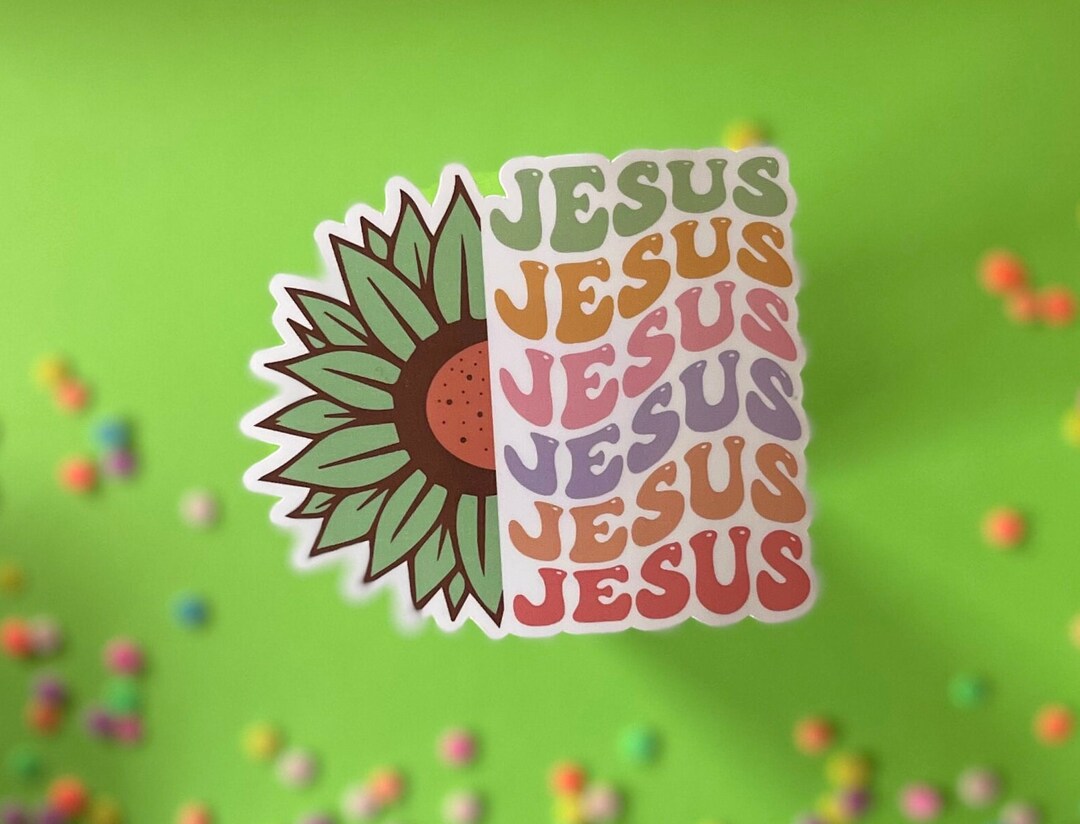 Jesus Sunflower Sticker , Sunflower Laptop Sticker, Multi-color Jesus ...