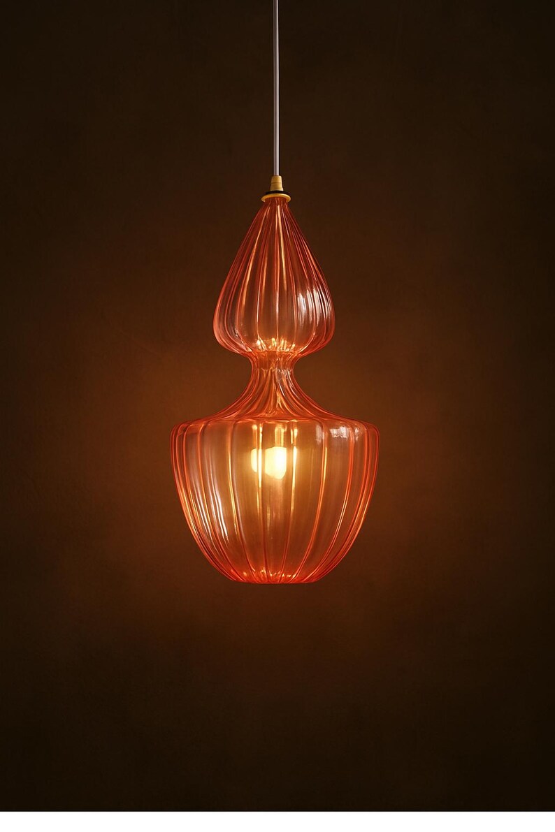 Blown Glass Pendant Light: Handmade Modern Ceiling Fixture - Etsy