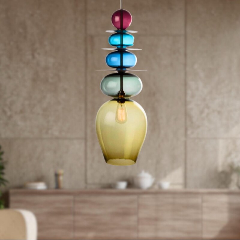 Blown Glass Pendant Light - Etsy