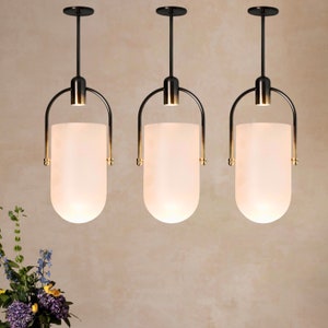 Modern Pendant Light Arc Shape Pendant Light Ceiling Light Glass ...