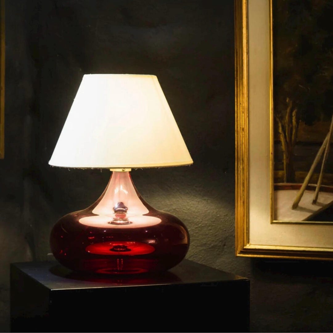 Bedside Table Lamp - Modern Table Lamp Concave Circle - Blownglass ...
