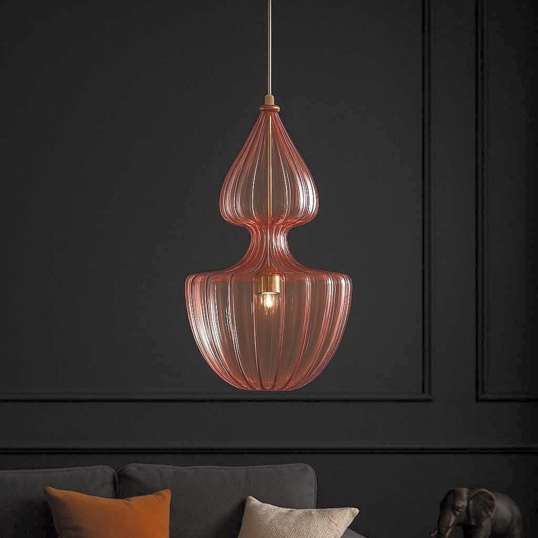 Blown Glass Pendant Light: Handmade Modern Ceiling Fixture - Etsy