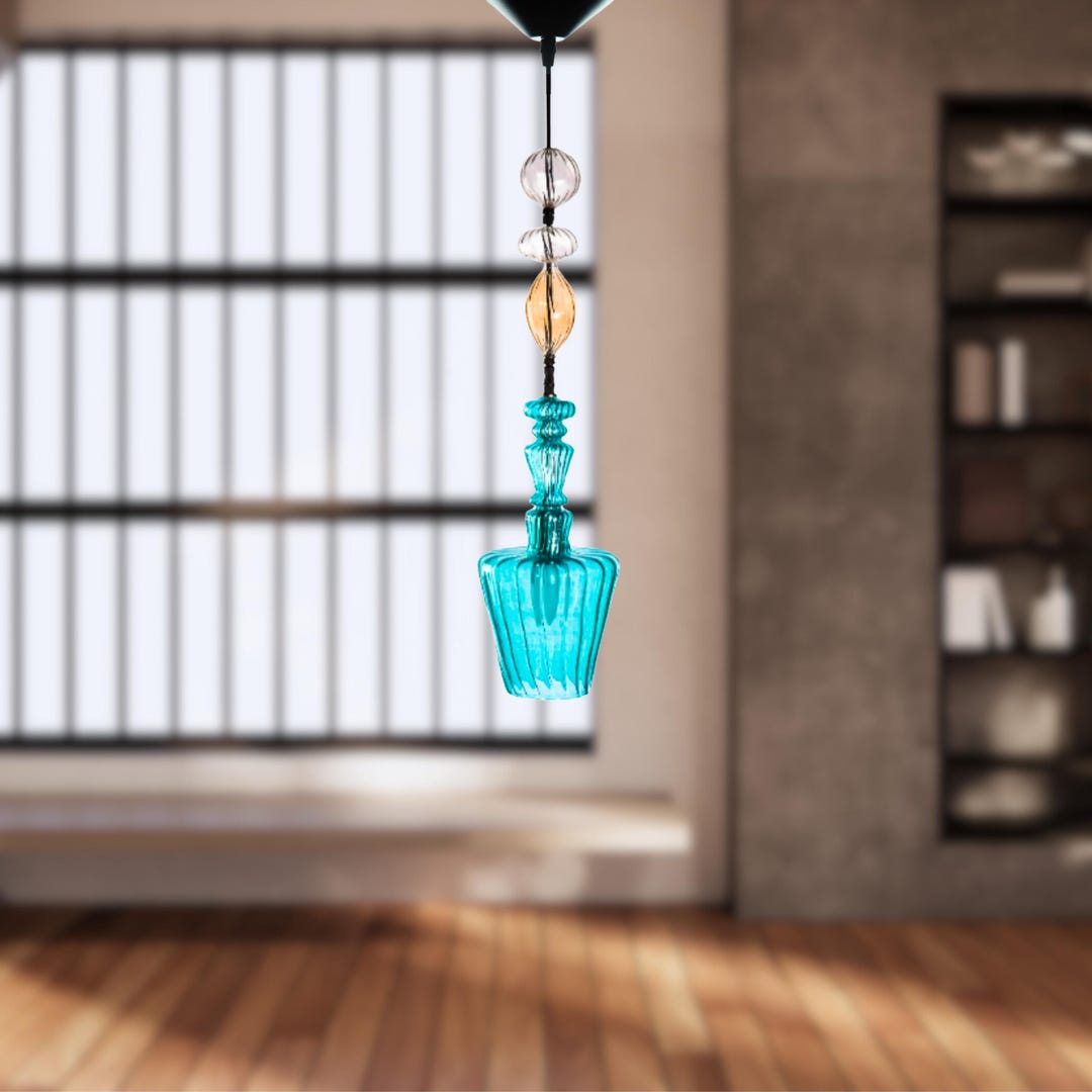 Handmade Glass Pendant Light: Modern Turquoise Ceiling Fixture - Etsy