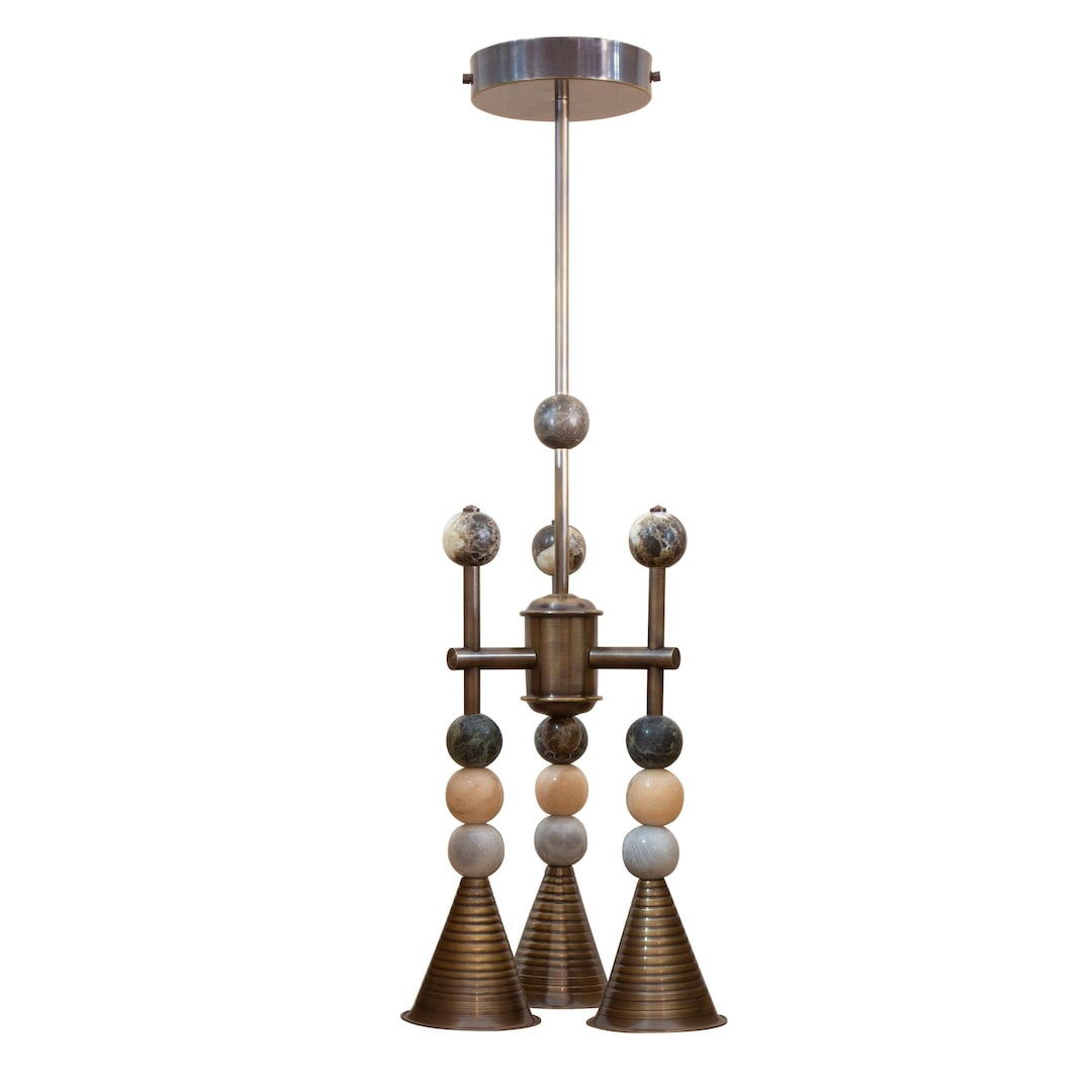 Chandelier 3 Engraved Pendant Light, Modern Chandelier Lighting, Aged ...