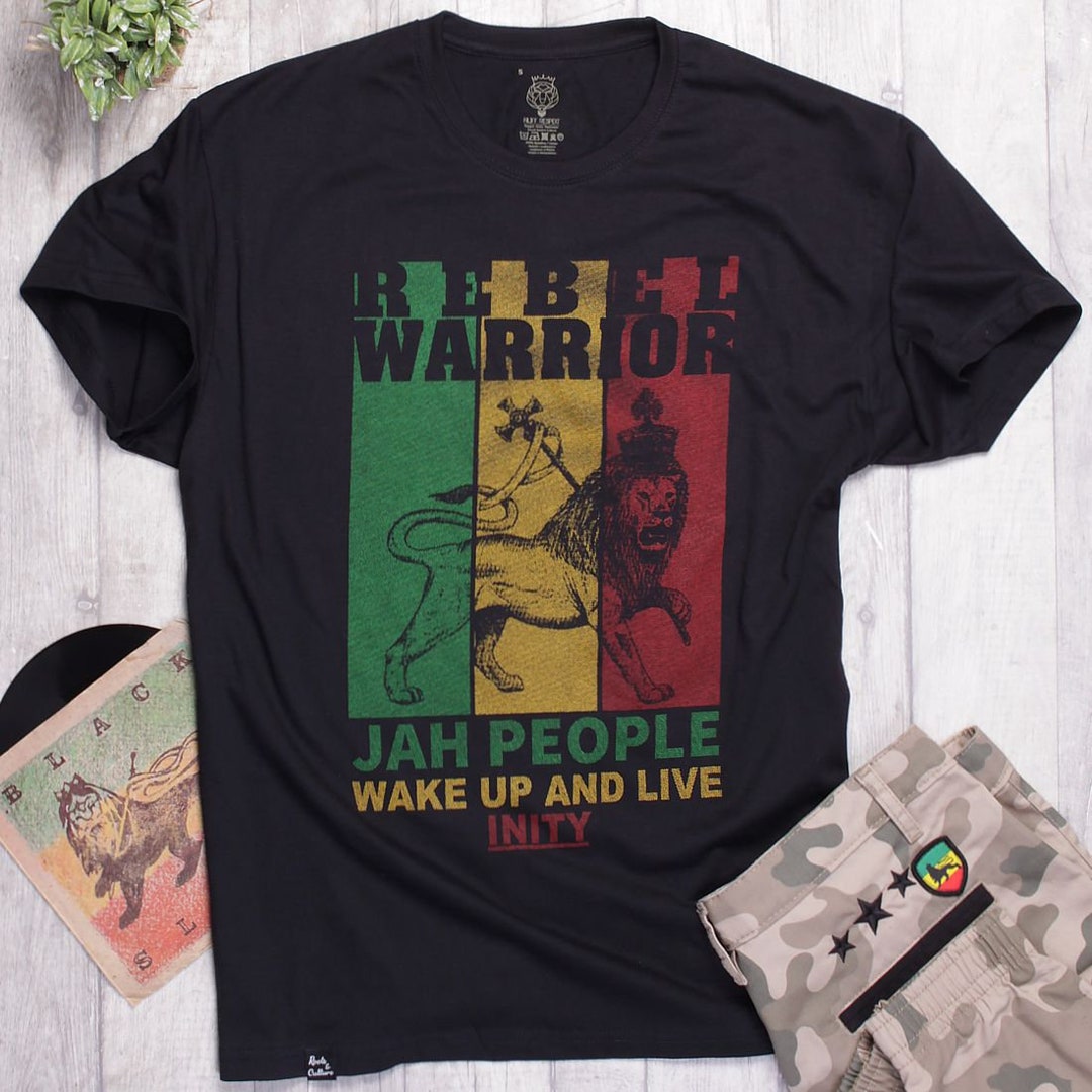 Rebel Warrior | Jah People Wake up and Live T-shirt, Rasta Reggae Tees ...