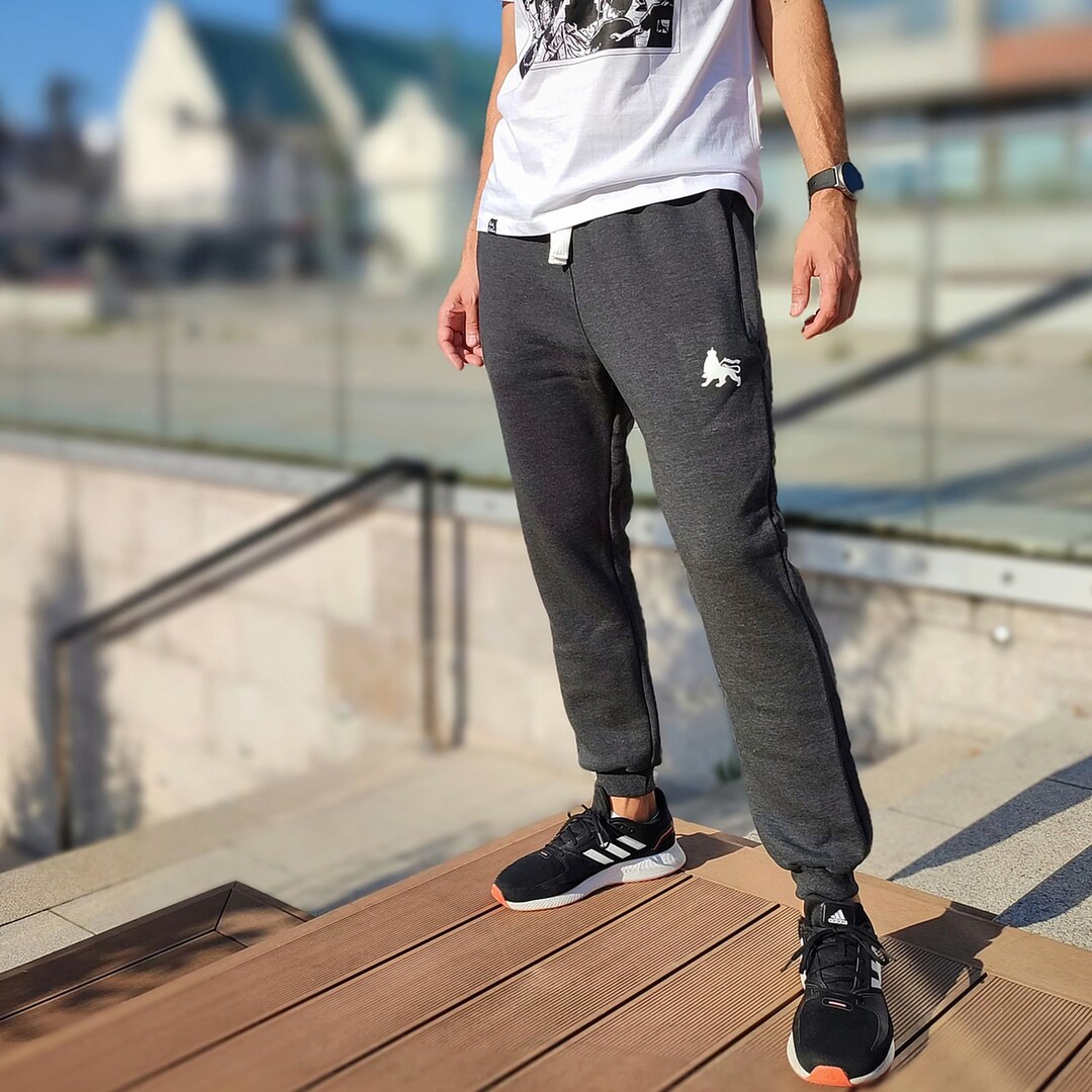 Lion of Judah Jogging Trackies Sweatpants Graphite, Rasta Reggae Roots ...