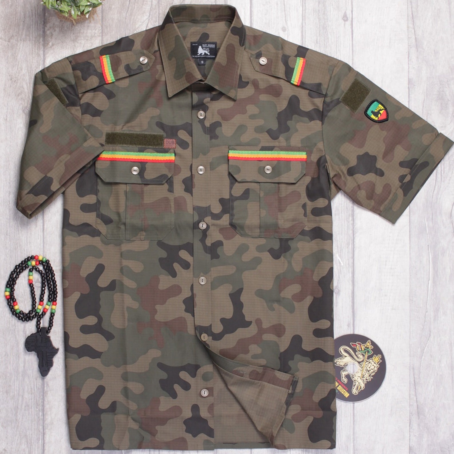 Rastafari Lion of Judah Epaulette Shirt Jah Army Reggae Style - Etsy