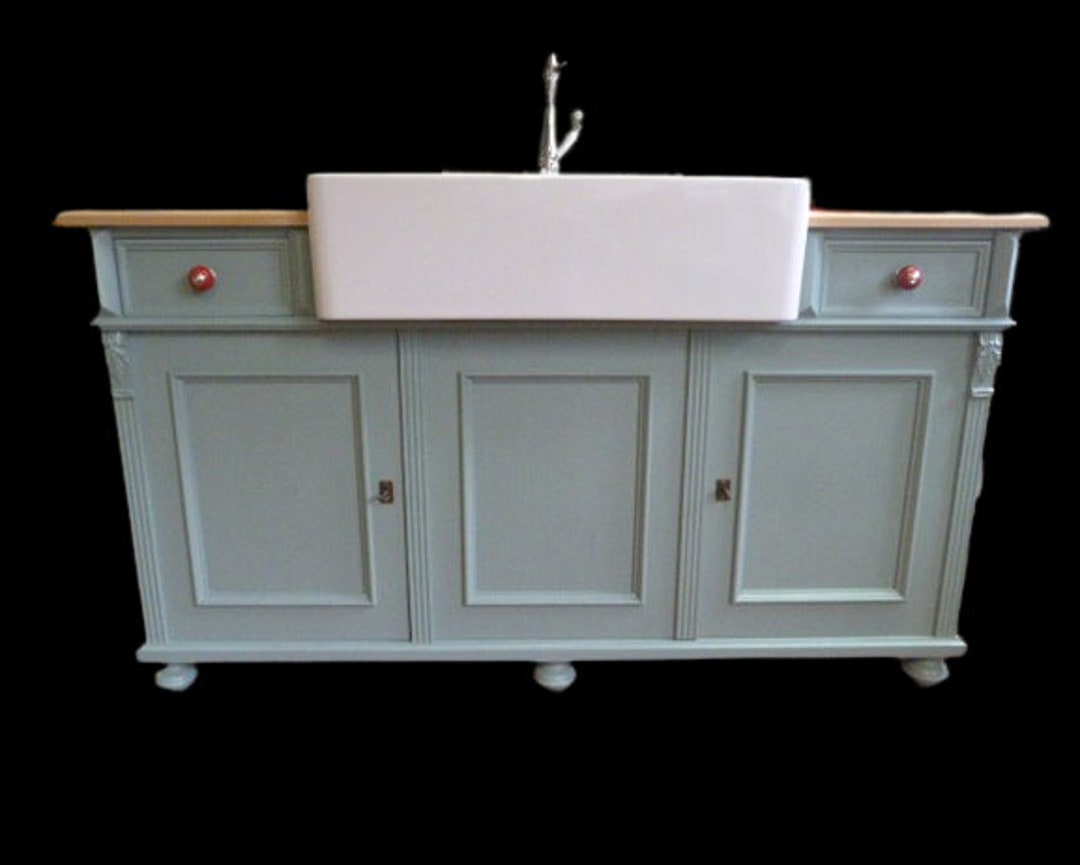 Kitchen Sideboard, Freestanding Sink, Solid Wood Country House Vintage ...