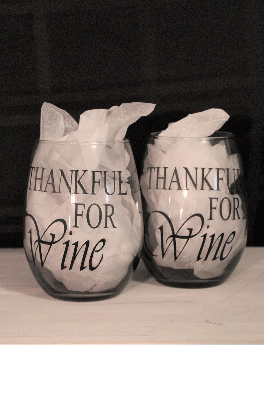 Stemless Wine Glass Thankful For Wine Etsy Uk