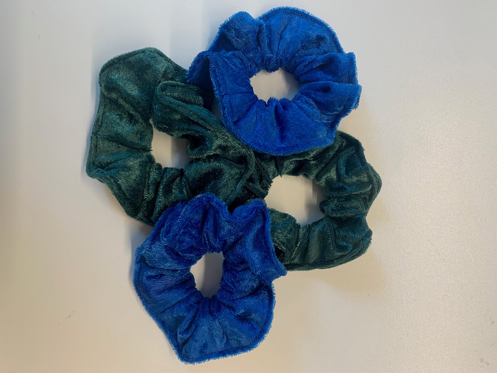 Bright Blue Velvet Hair Scrunchies 4 -pack - Etsy