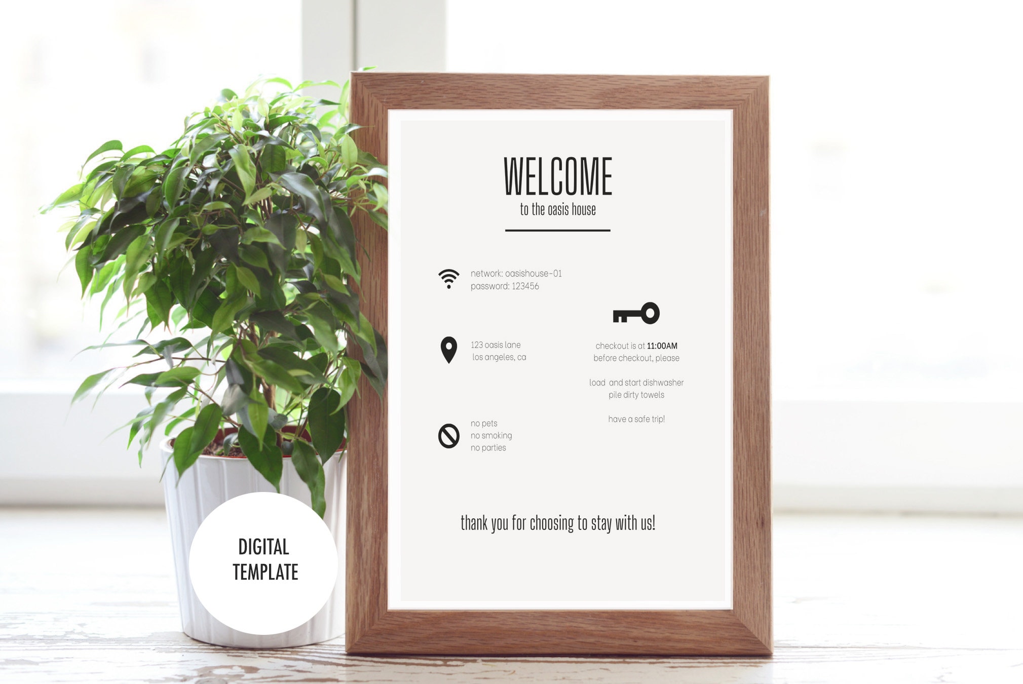 Airbnb Host Welcome Sign Template | Minimalist Style Wifi Sign ...