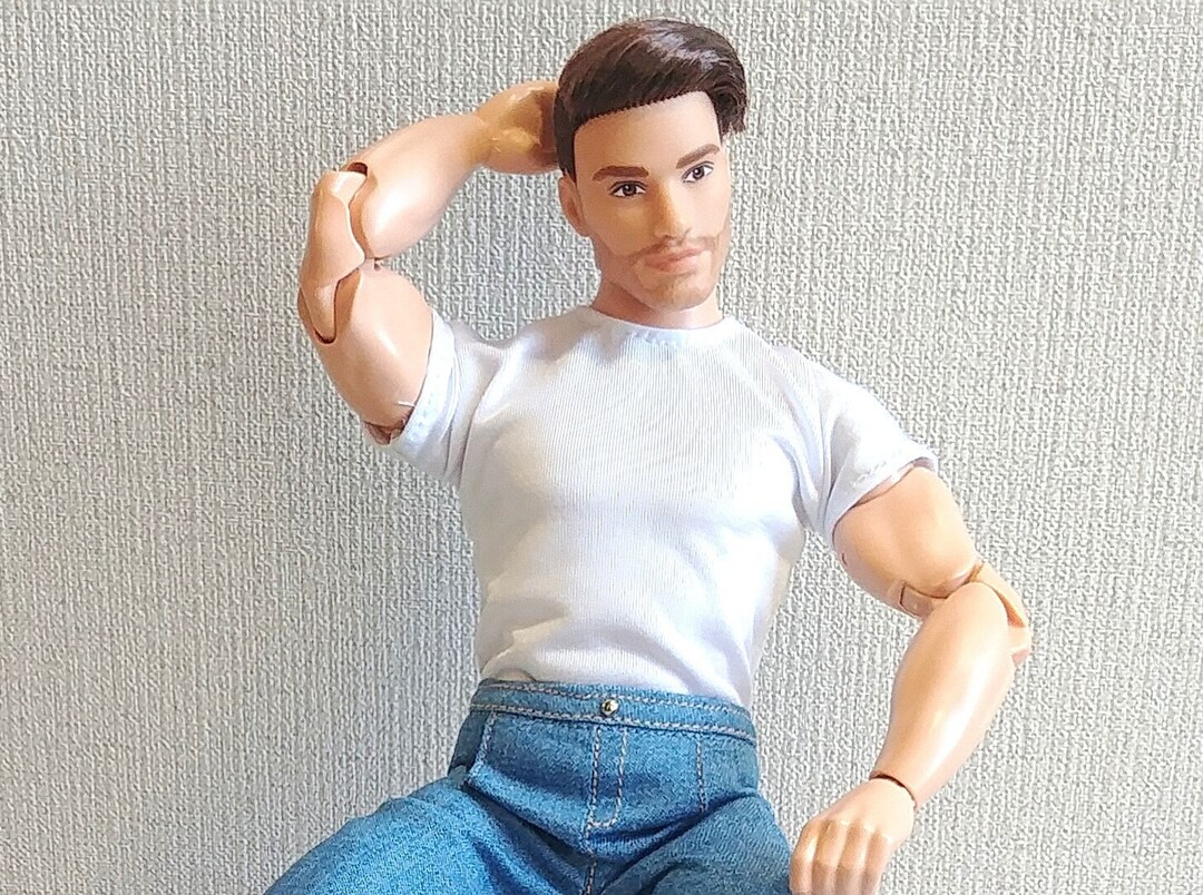 Buff Ken Doll Clothes - 1/6 Scale Black and White T-shirt - Etsy
