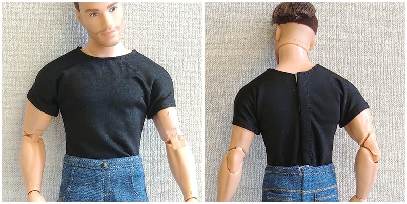 Buff Ken Doll Clothes 1/6 Scale Black and White T-shirt - Etsy